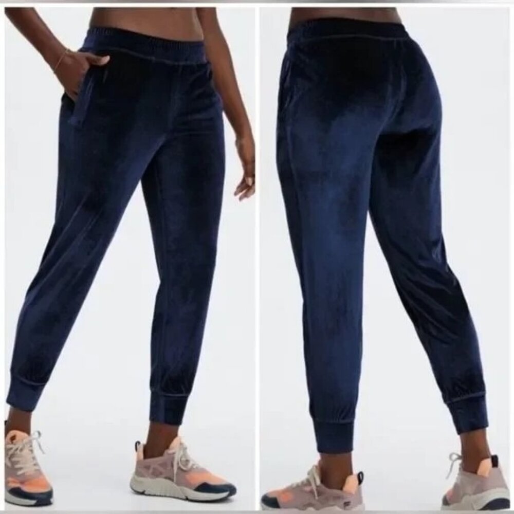 Fabletics Navy Blue Daria Velvet Velour Luxe Jogger P… - Gem
